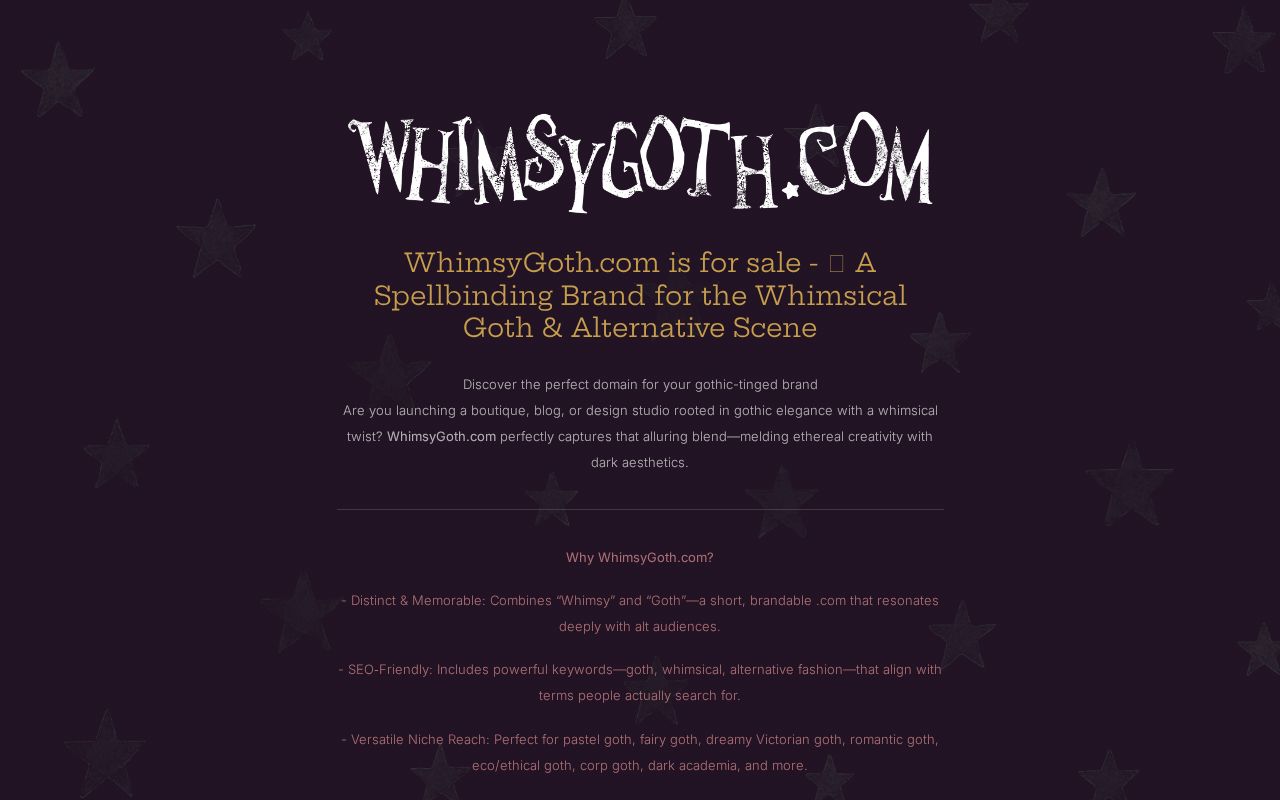 WhimsyGoth.com is for sale!